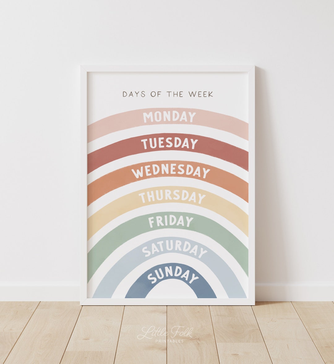 Rainbow Days of the Week Poster, Printable Educational Wall Art ...