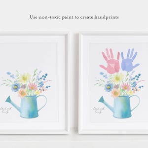Mother's Day Flower Handprint Art Printable, Floral Watering Can ...