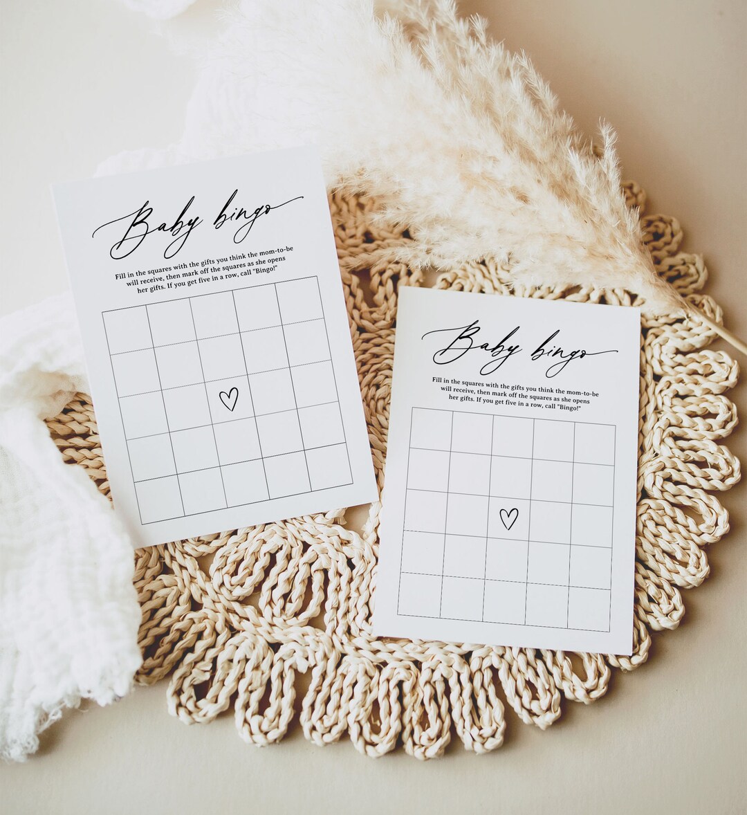 Minimalist Baby Shower Bingo Game, Modern Baby Shower Game, Black ...