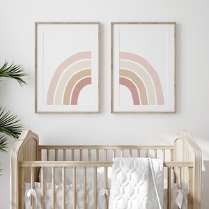 Neutral Rainbow Wall Art Set of 2 Prints, Rainbow Nursery Decor ...
