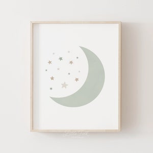 Sage Green Moon Print, Gender Neutral Nursery Decor, PRINTABLE Moon and ...