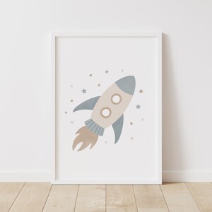 Outer Space Prints Set of 6, Moon Stars Rocket Sun, Space Posters ...
