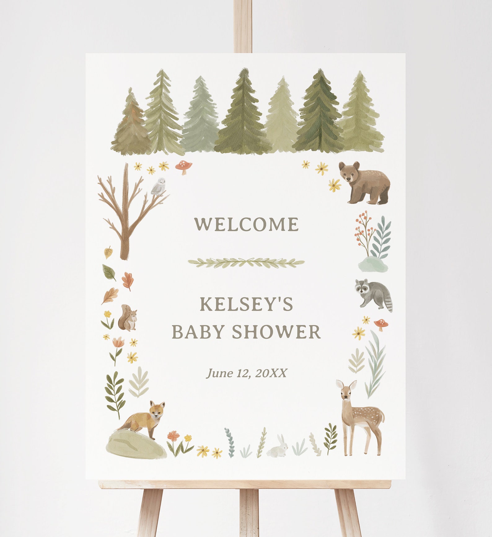 Editable Woodland Baby Shower Welcome Sign Printable Woodland - Etsy