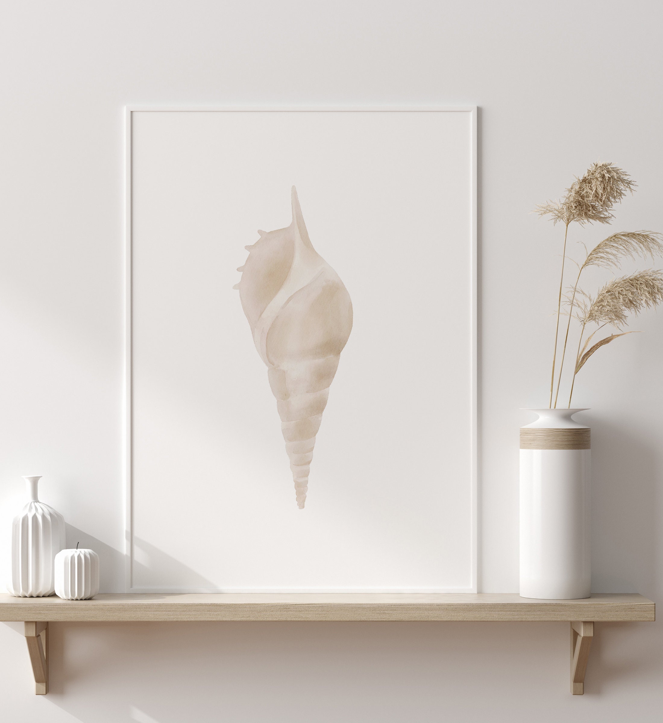 Conch Shell Print Beach Nursery Decor Sea Shell Wall Art | Etsy