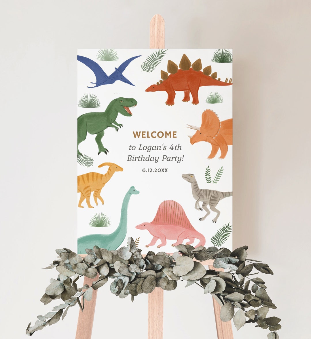 Editable Dinosaur Birthday Party Welcome Sign Printable - Etsy