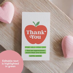 Apple Teacher Appreciation Week Tag Template, Printable Thank You for ...