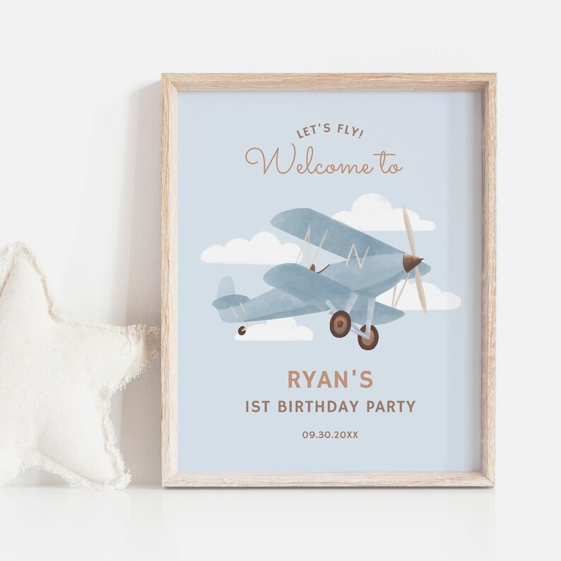 Editable Airplane Birthday Party Welcome Sign Printable - Etsy