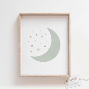 Sage Green Moon Print, Gender Neutral Nursery Decor, PRINTABLE Moon and ...