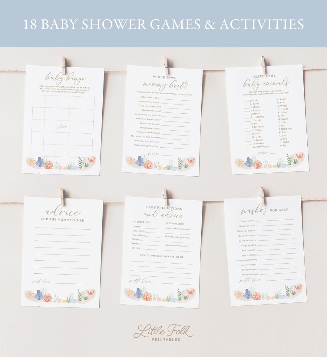 Editable Under the Sea Baby Shower Games Bundle, Baby Shower Activities ...