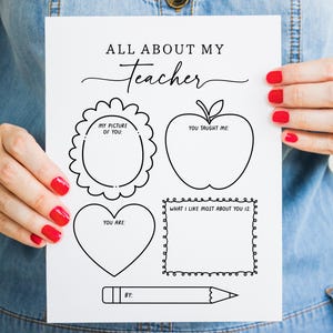Printable Teacher Appreciation Week Coloring Page, All About My Teacher ...