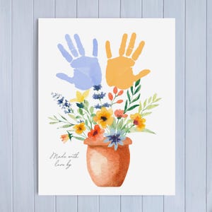 Mother's Day Handprint Art Printable, Flower Bouquet Hand Print Craft ...