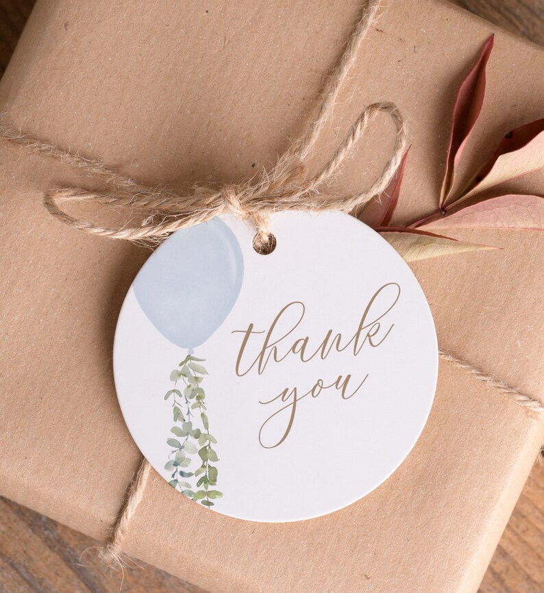 Editable Blue Balloon Favor Tag Template, Printable Watercolor Balloon ...