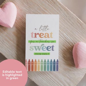 Rainbow Crayon Teacher Appreciation Week Tag Template, Printable Little ...