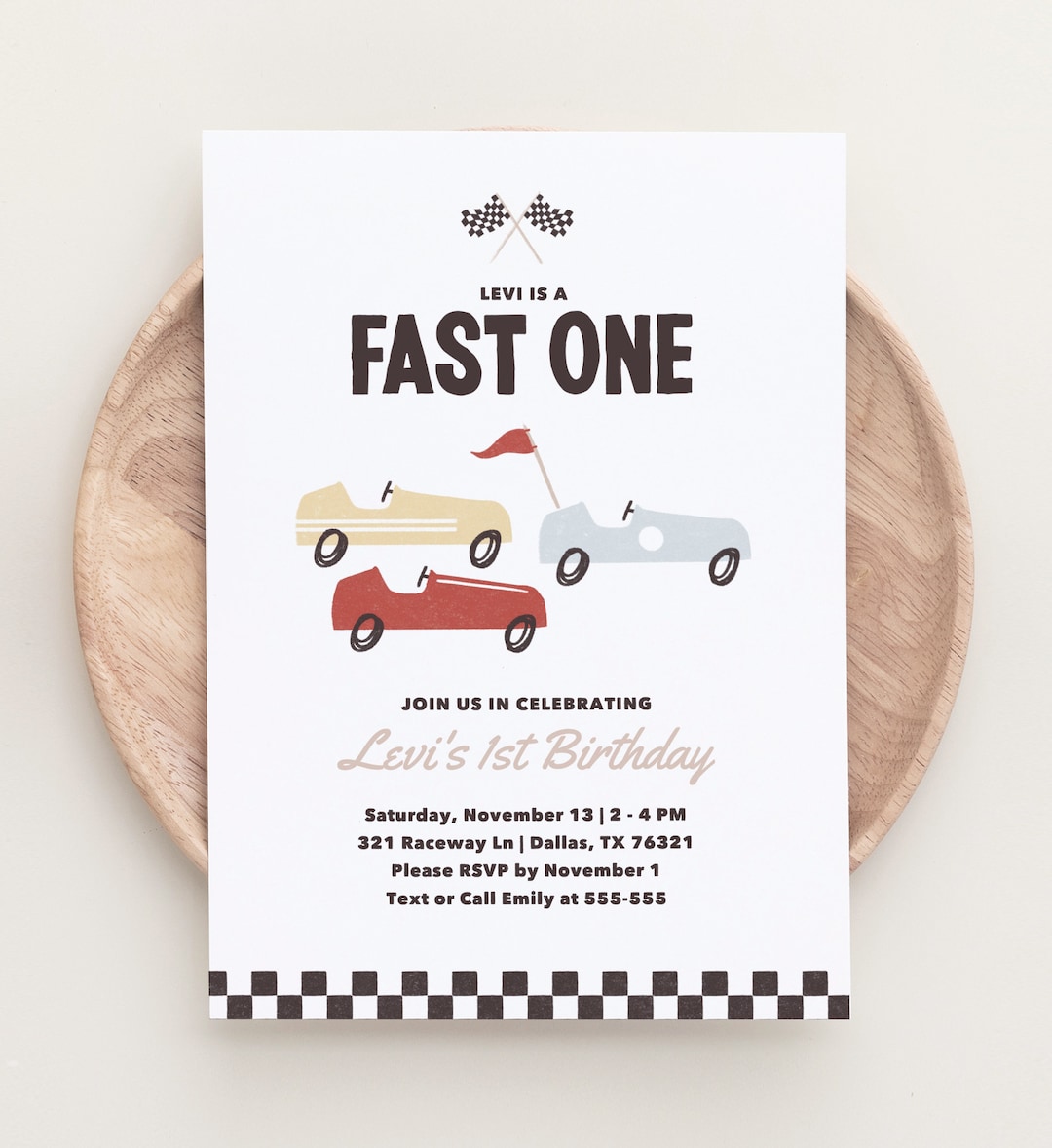 Fast One Birthday Invitation, Race Car Birthday Party Invite, Boy 1st ...