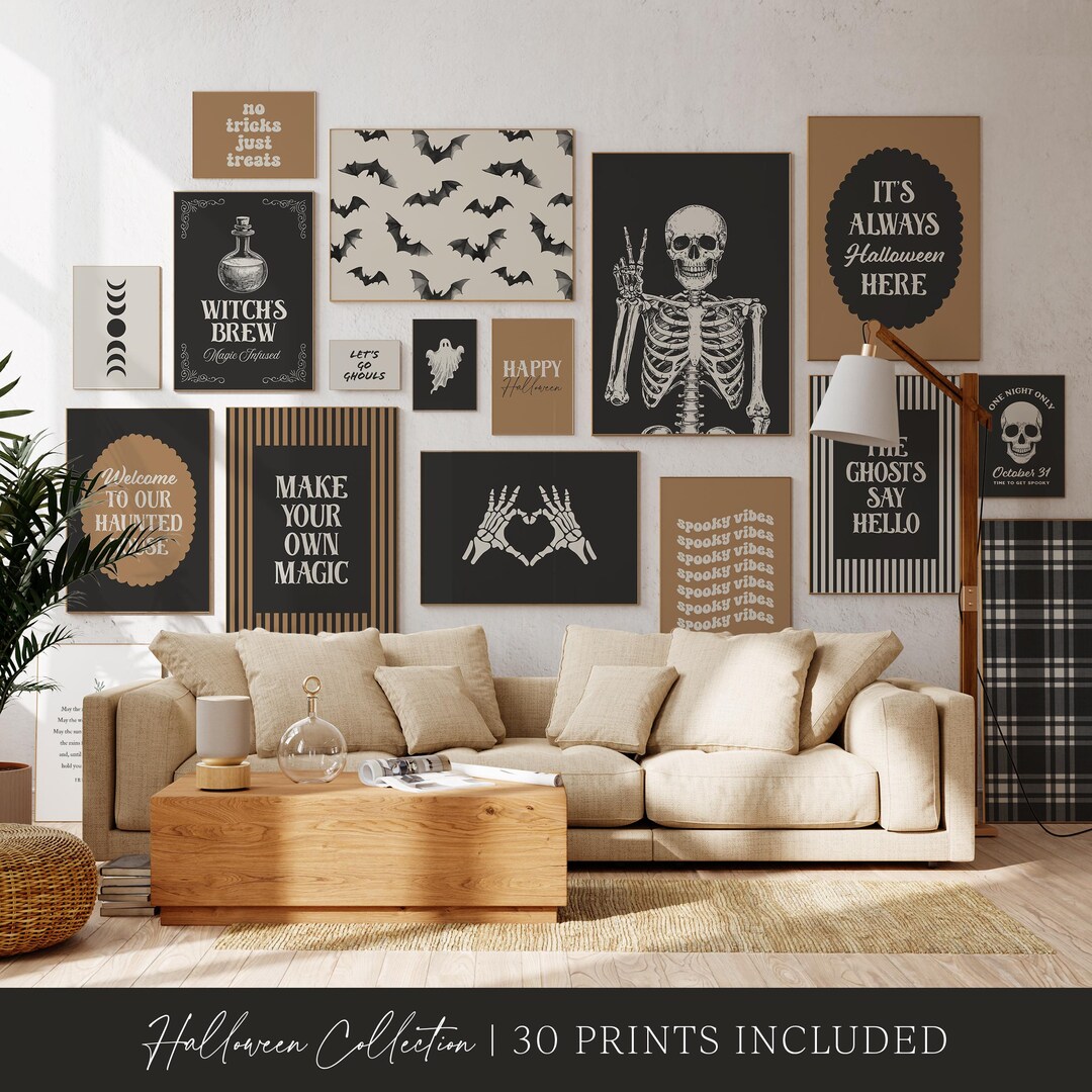 Halloween Wall Art Bundle, Printable Halloween Wall Decor, 30 Halloween ...