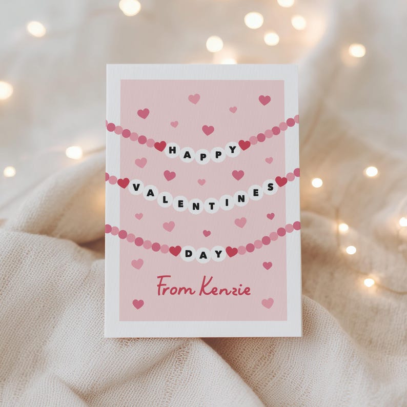 Printable Charm Bracelet Valentine's Day Card, Friendship Bracelet ...