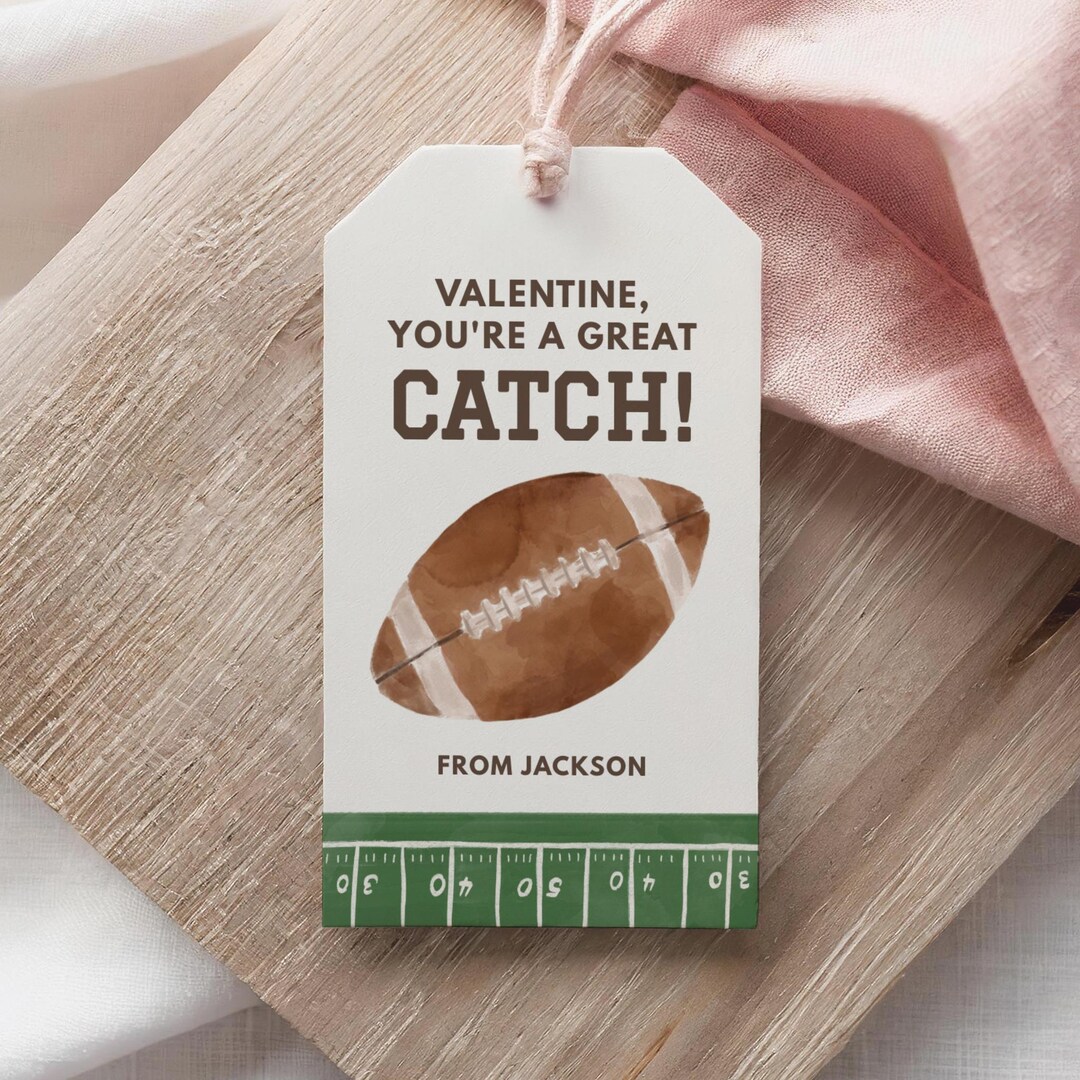 Football Valentine Tag, Kids Football Valentines Card, You're a Great ...