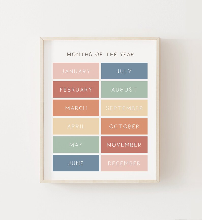 Rainbow Months of the Year Poster Printable Wall Art Rainbow - Etsy UK
