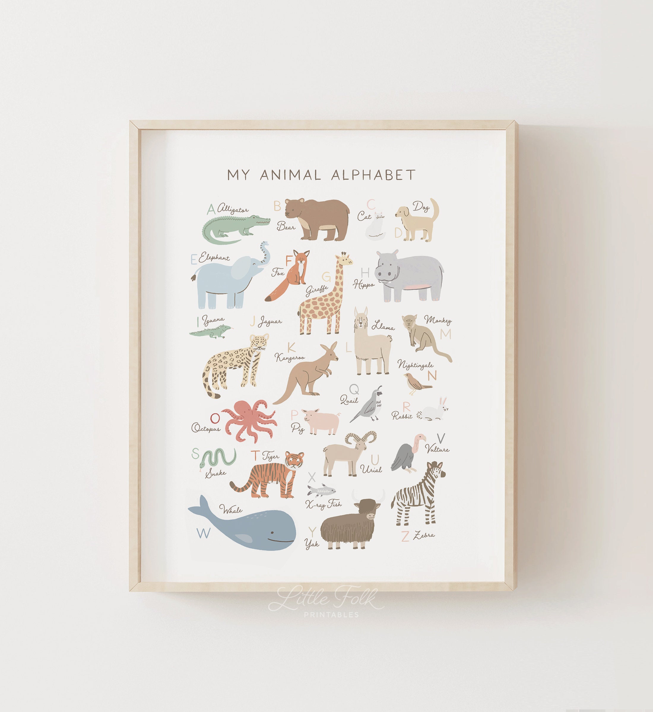 Rainbow Animal Alphabet Poster PRINTABLE Wall Art ABC | Etsy Australia