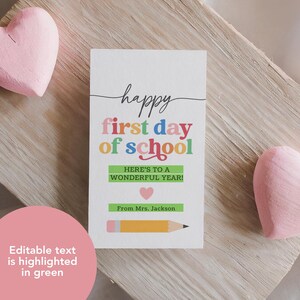 Rainbow First Day of School Tag Template, Printable Back to School Gift ...
