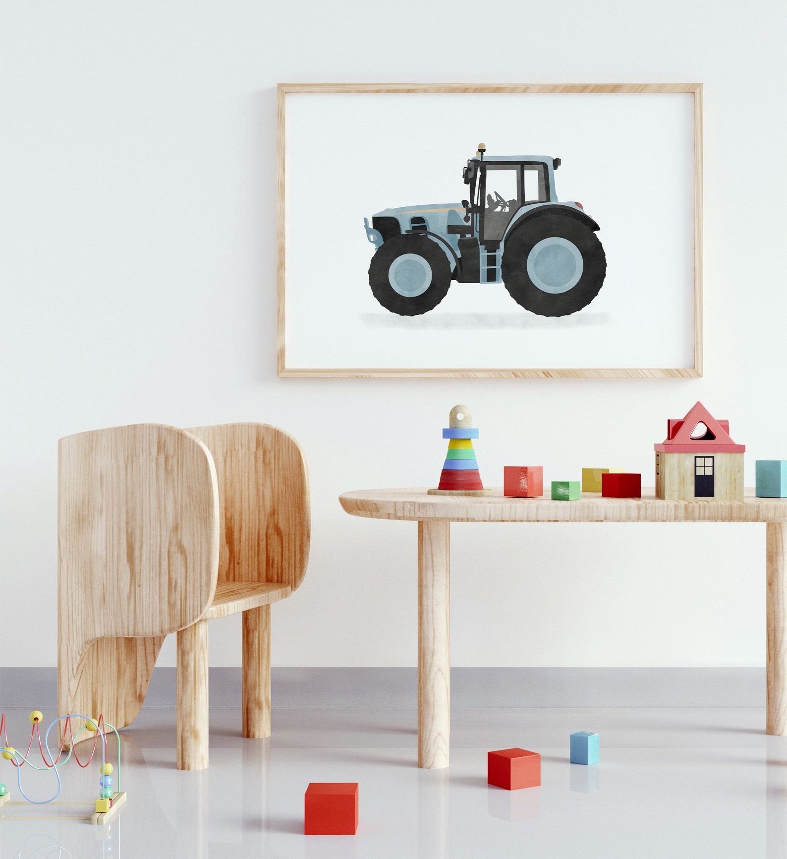 Blue Tractor Print Boy Nursery Decor PRINTABLE Wall Art | Etsy