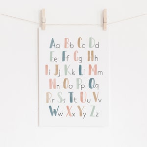 Pastel Alphabet Poster, ABC Print, Printable Educational Wall Art, Kids ...