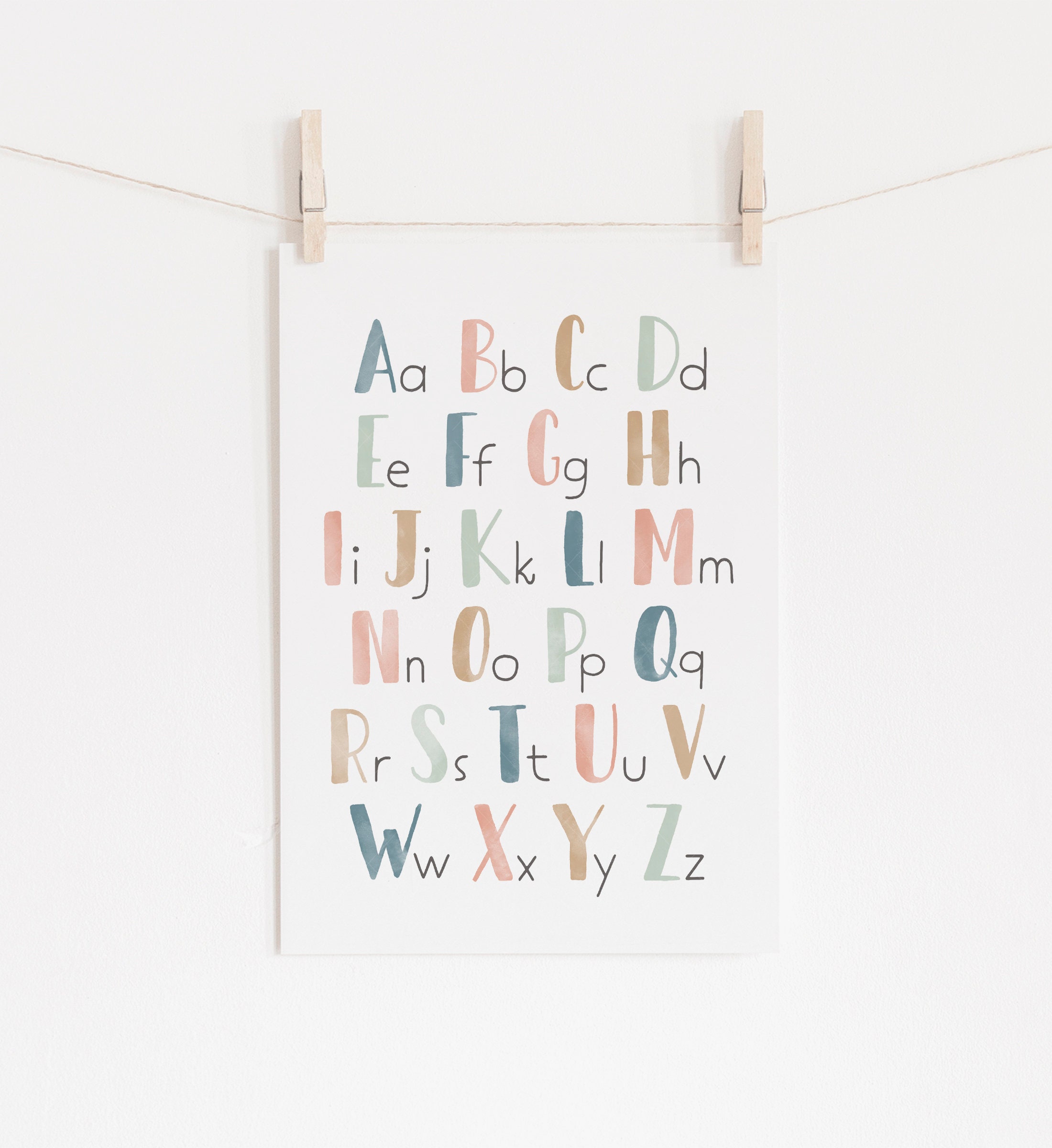 Pastel Alphabet Poster ABC Print PRINTABLE Wall Art | Etsy