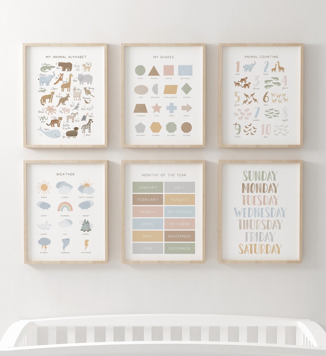 Neutral Classroom Decor Set of 6 Prints Animal Alphabet - Etsy