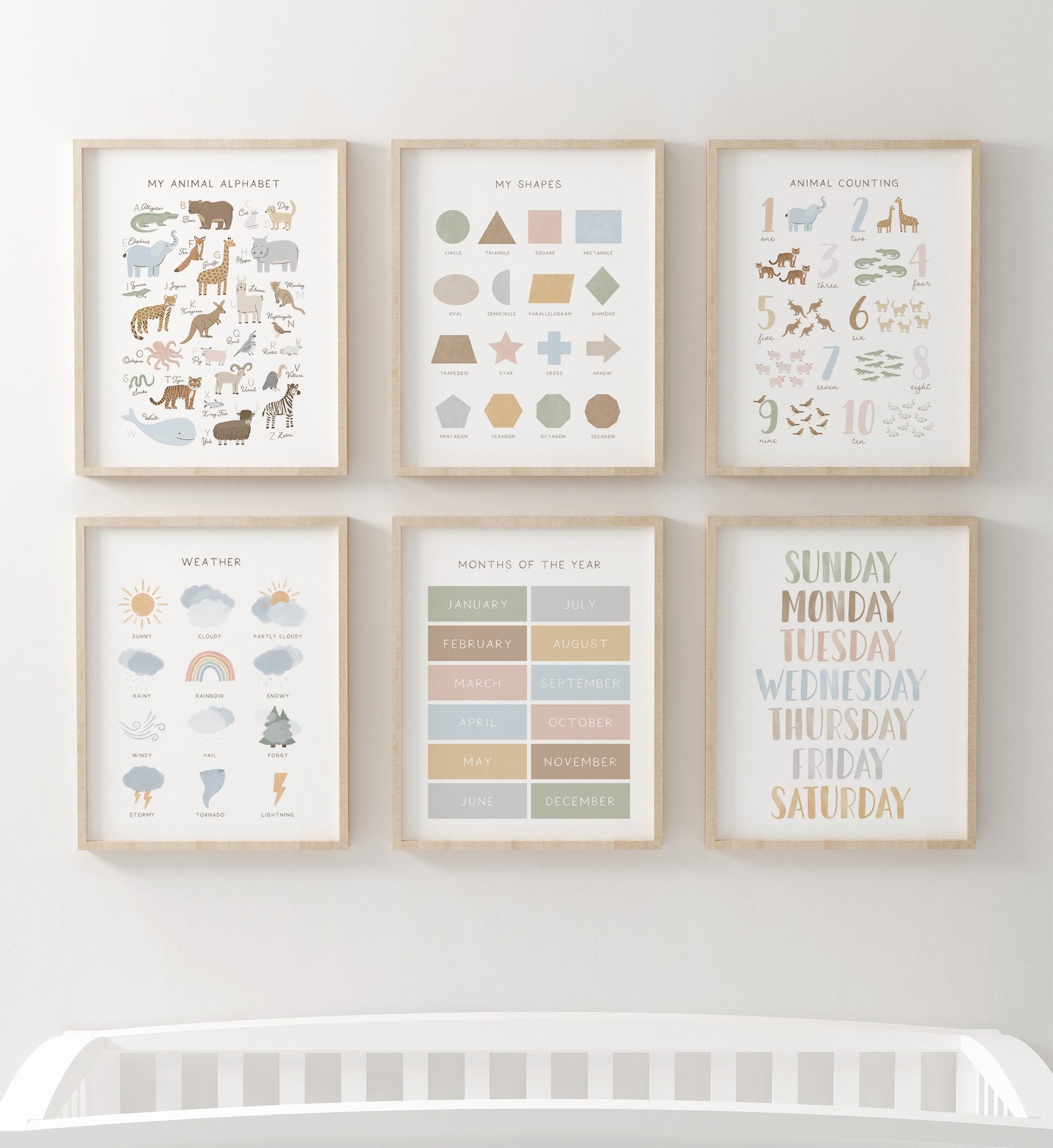 Neutral Classroom Decor Set of 6 Prints Animal Alphabet - Etsy