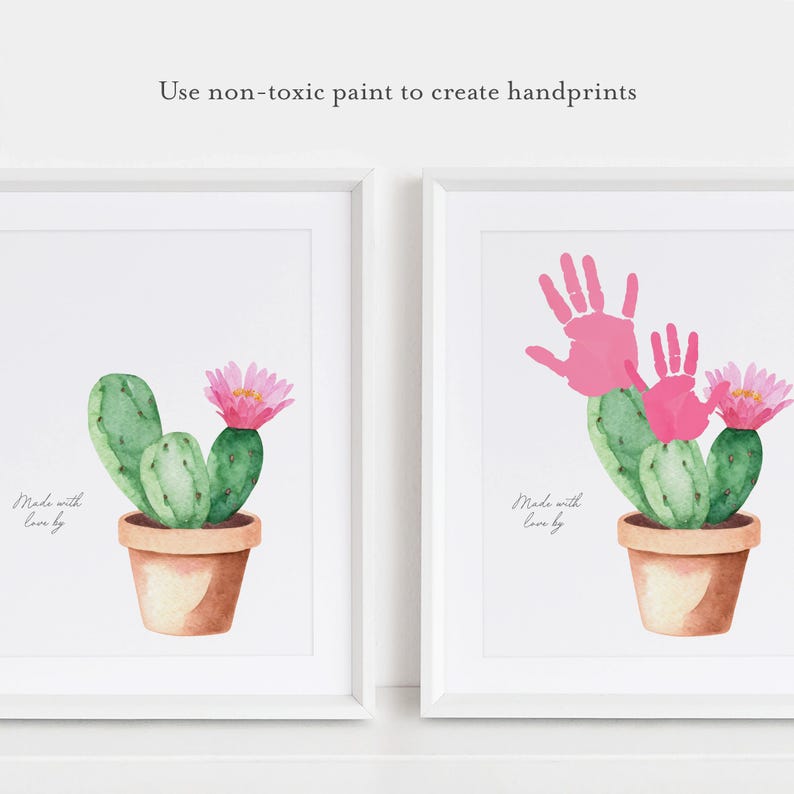Mother's Day Handprint Art Printable, Cactus Hand Print Craft, Gift for ...