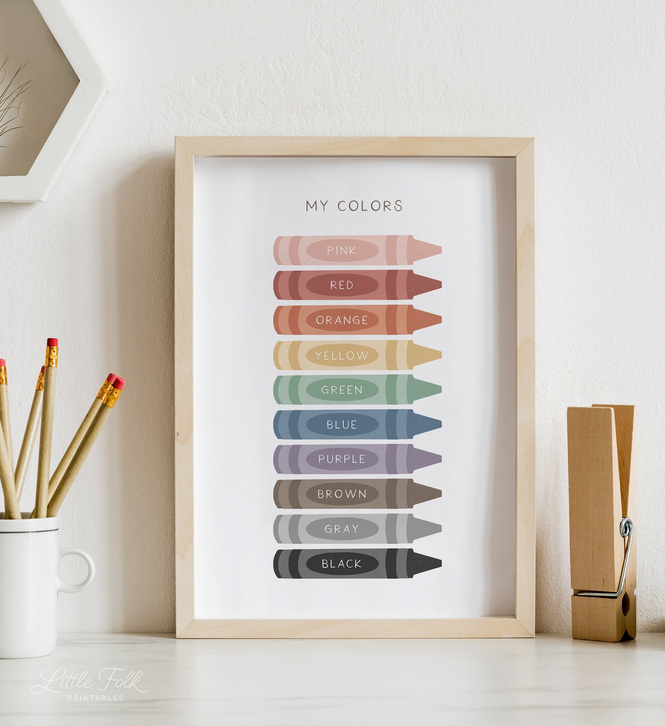 Educational Colors Poster Crayon Colors Print Printable Wall - Etsy