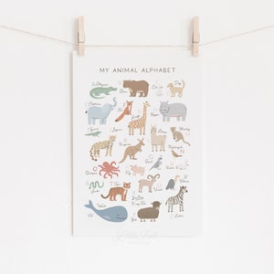 Rainbow Animal Alphabet Poster, PRINTABLE Wall Art, ABC Poster, Kids ...