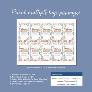 Retro Welcome Back to School Tag Template, Printable Rainbow Back to ...