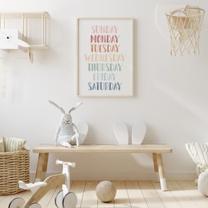 Rainbow Days of the Week Poster, Printable Educational Wall Art ...