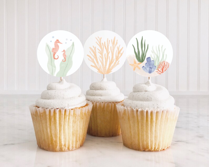 Under the Sea Birthday Party Cupcake Toppers Printable Ocean - Etsy