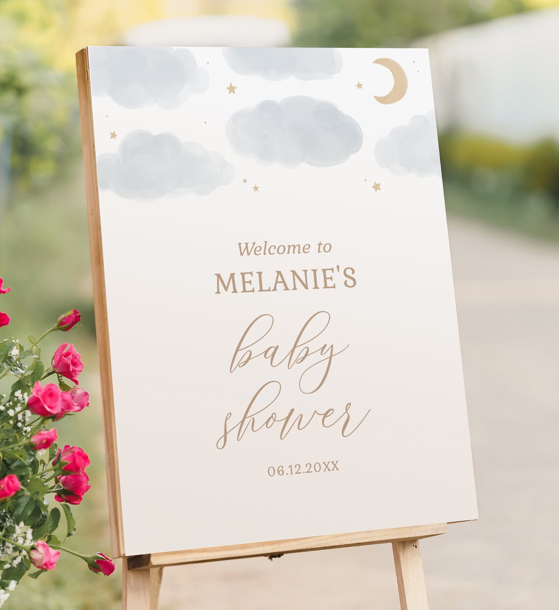 Moon and Stars Baby Shower Welcome Sign Over the Moon Baby - Etsy