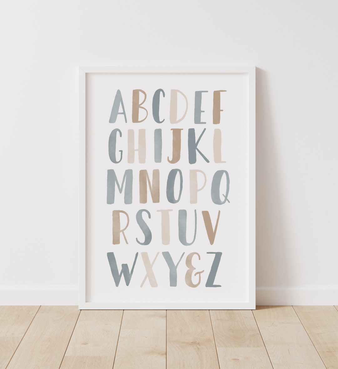 Neutral Alphabet Poster, Blue Alphabet Print, PRINTABLE Educational ...