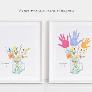 Mother's Day Flower Handprint Art Printable, Pastel Bouquet Hand Print ...