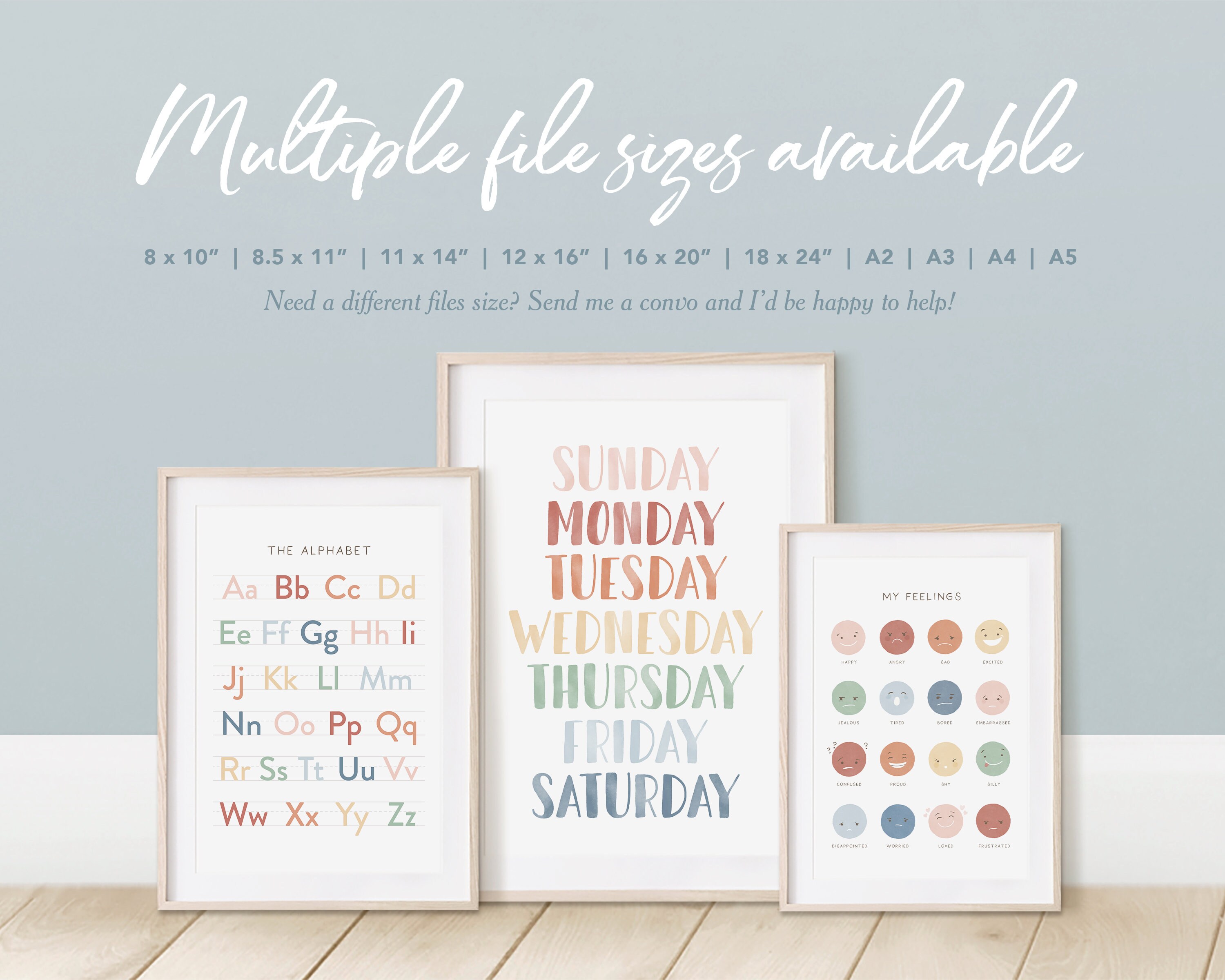 Rainbow Educational Posters, Set of 8 Homeschool Prints, PRINTABLE Wall ...