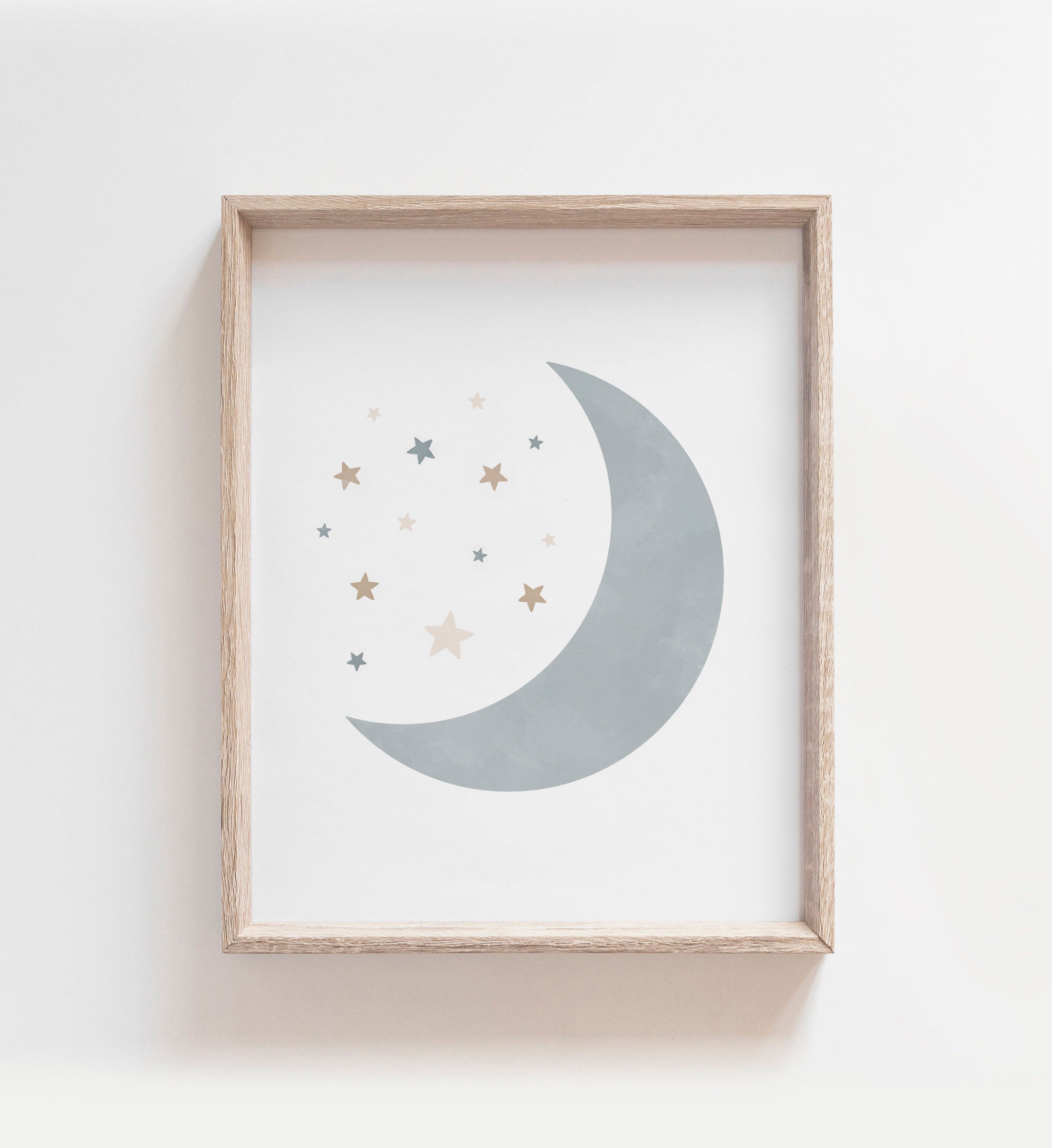 Neutral Moon and Stars Print Neutral Nursery Decor PRINTABLE - Etsy