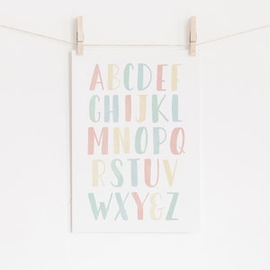Pastel Alphabet and Numbers Posters, ABC Print, Printable Educational ...