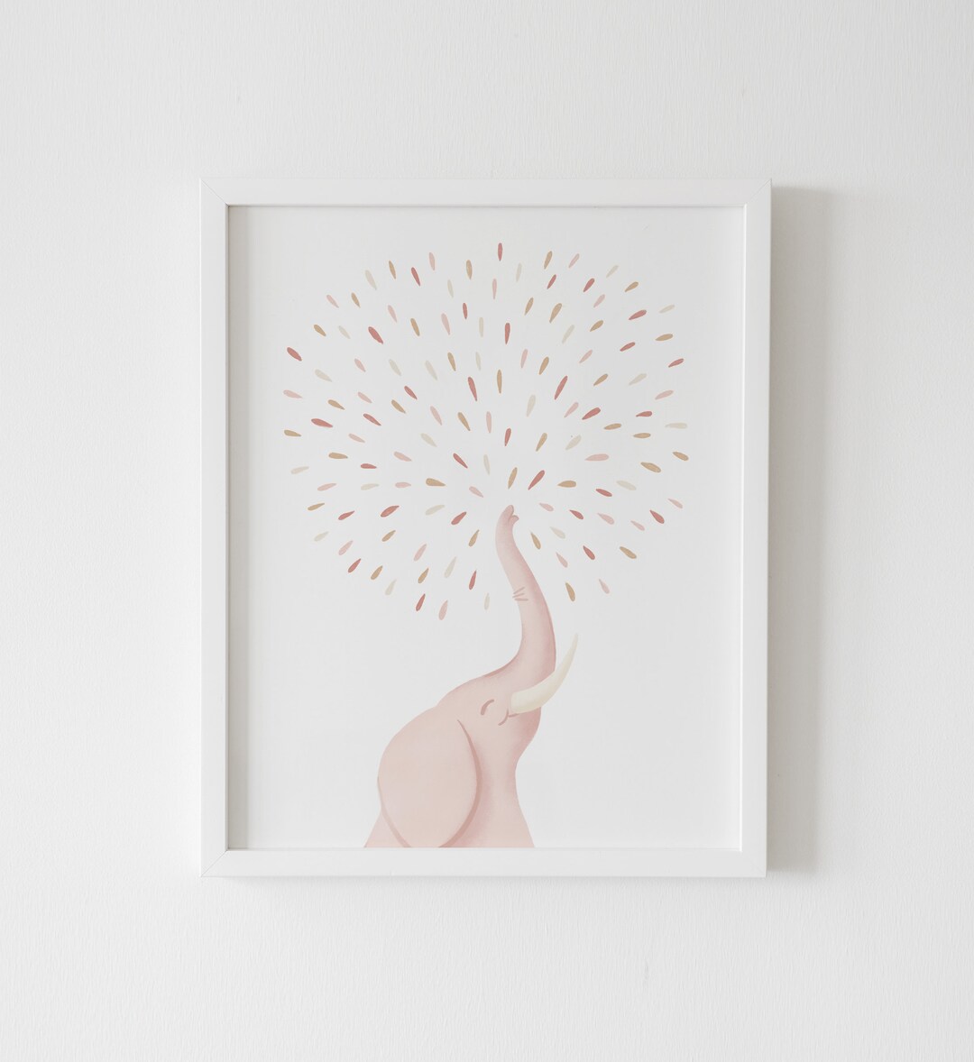 Pink Watercolor Elephant Print, Elephant Nursery Decor, Printable ...