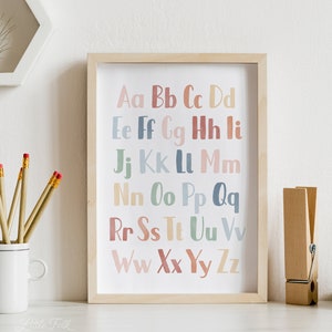 Rainbow Alphabet Poster, ABC Print, Printable Educational Wall Art ...