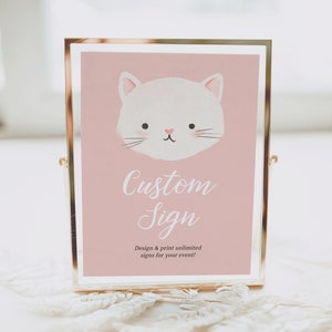 Editable Kitten Birthday Custom Sign Template, Printable Kitty Cat ...