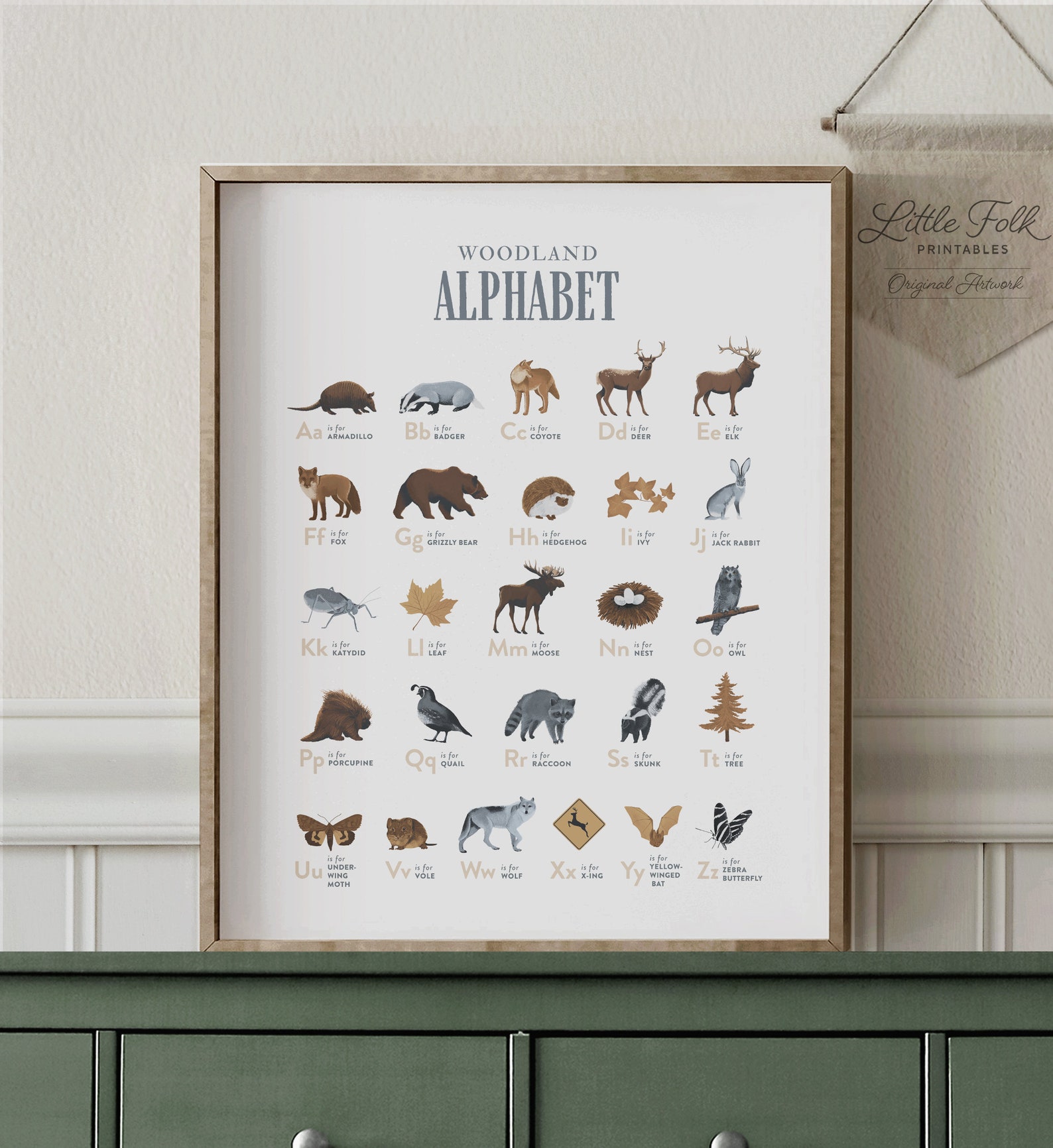 Woodland Alphabet Poster Printable Wall Art Animal ABC - Etsy