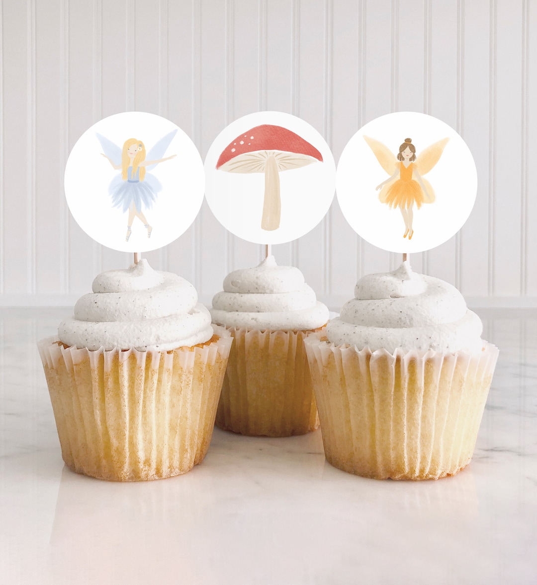 Editable Fairy Birthday Cupcake Toppers, Printable Floral Fairy Garden ...