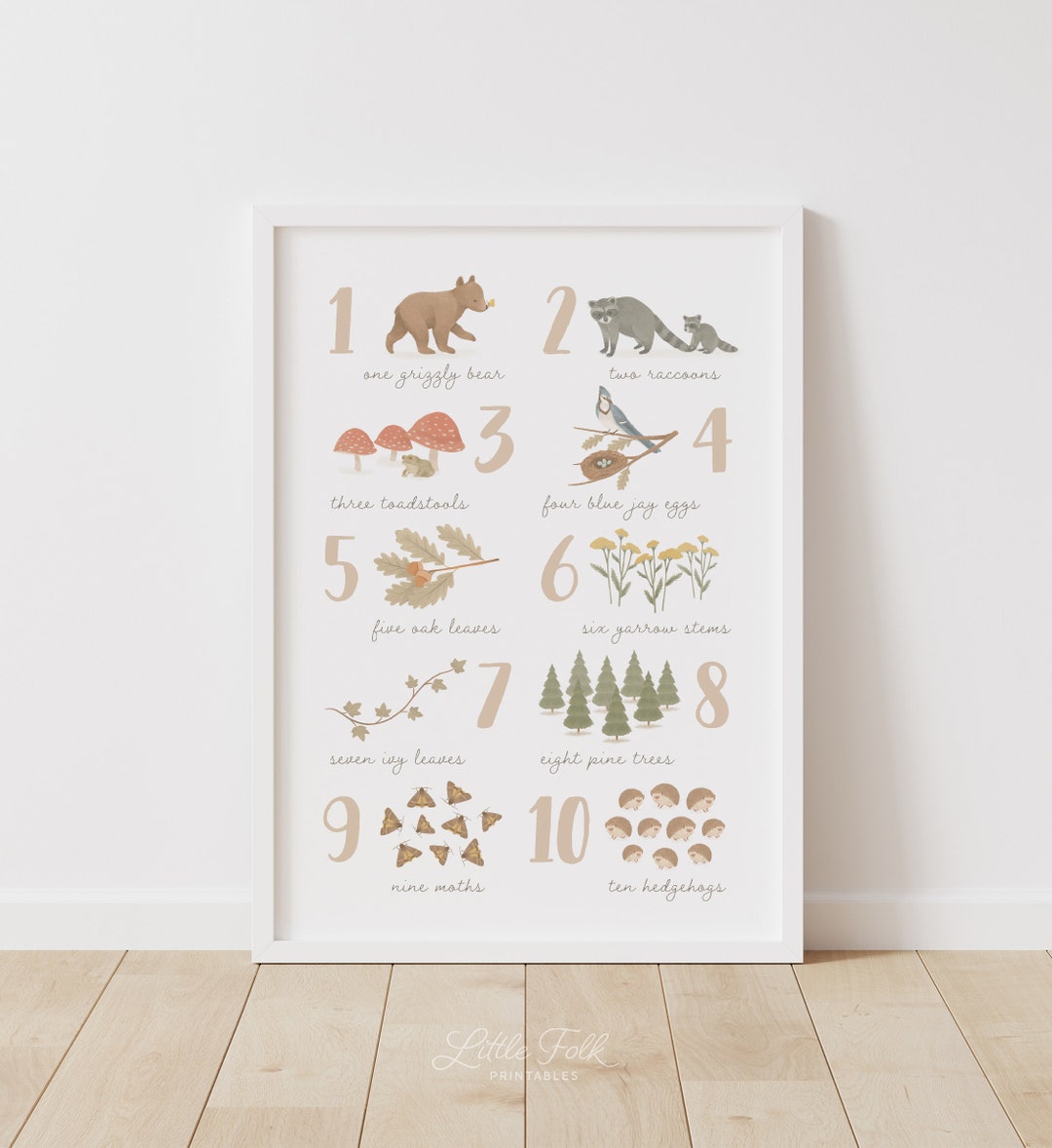 Woodland Counting Poster, Woodland Numbers Print, Woodland Nursery ...