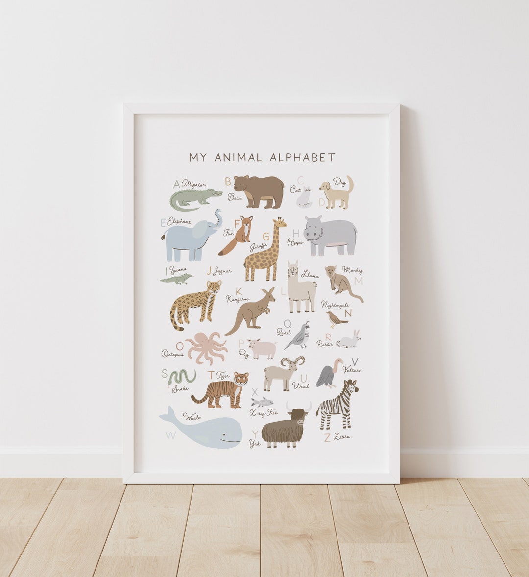 Animal Alphabet Poster, Printable Preschool ABC Wall Art, Educational ...