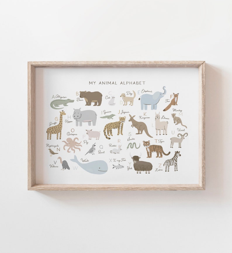 Animal Alphabet Poster PRINTABLE Nursery Wall Art - Etsy