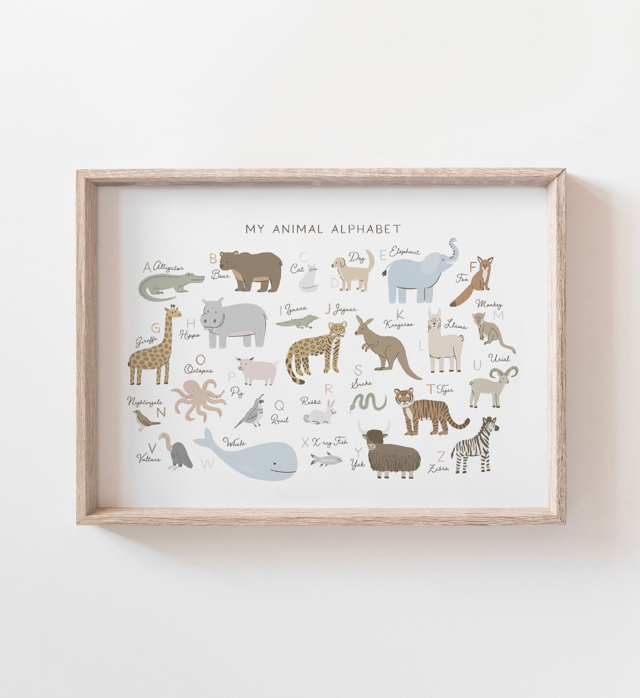 Animal Alphabet Poster PRINTABLE Nursery Wall Art - Etsy